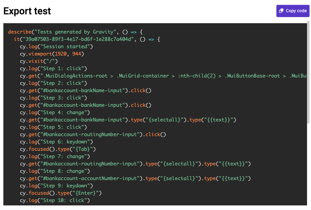 Gravity Creating Test Scripts